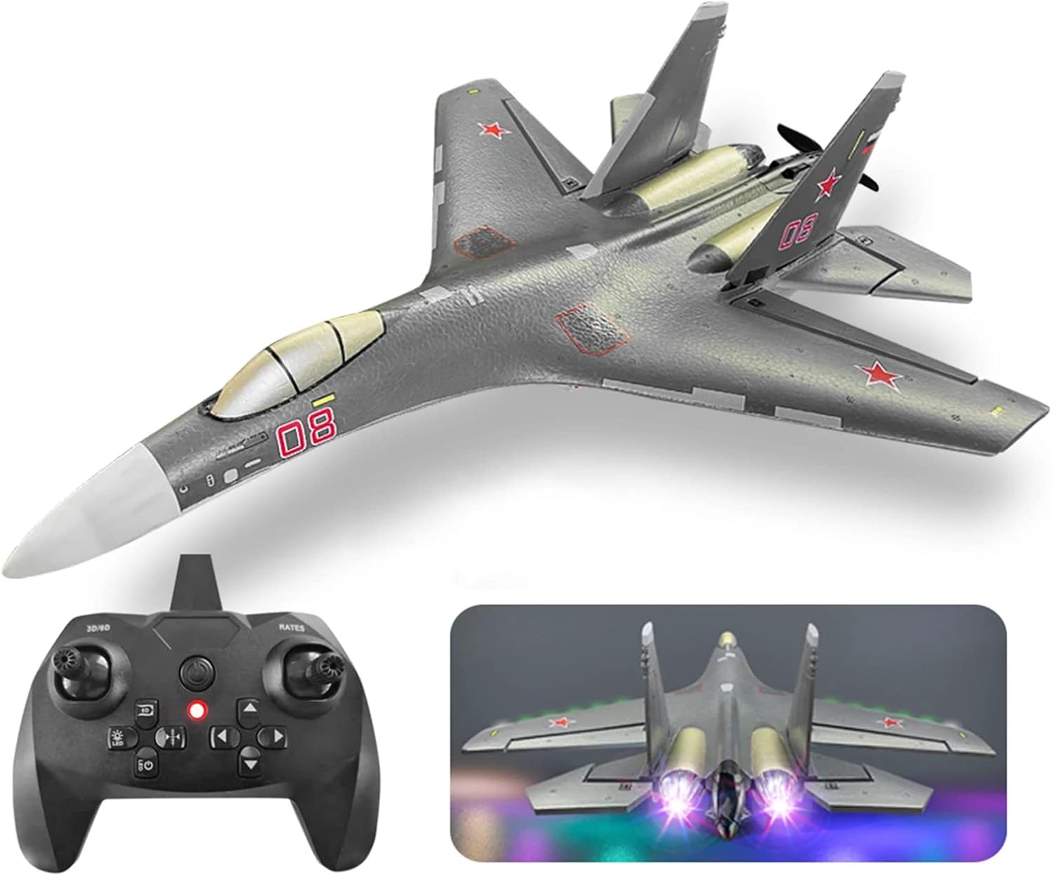 Amazon.com: SU-35 Military 6D Inverted RC Plane Stunt 4CH RC Aircraft 2 ...