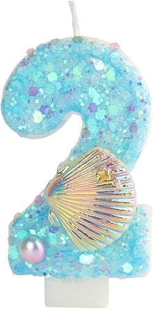 Amazon.com: Birthday Candles Number 2 Candle, Blue 2 Girls Glitter ...