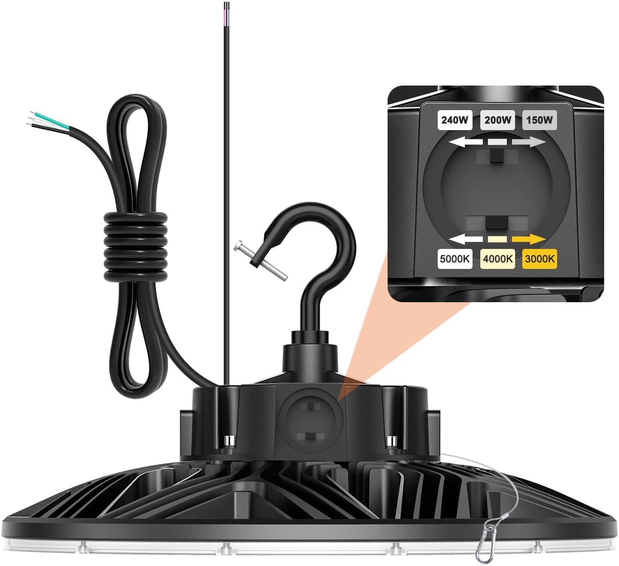 OPENLUX 480V UFO LED High Bay Light 240W 200W 150W Adjustable Dimmable UL DLC Listed High Bay ...