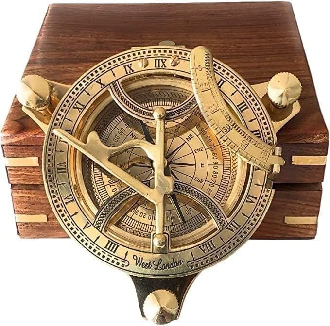 X N Cross 3" Brass Sundial Compass Marine Boat Gift Pocket Sun Dial in ...