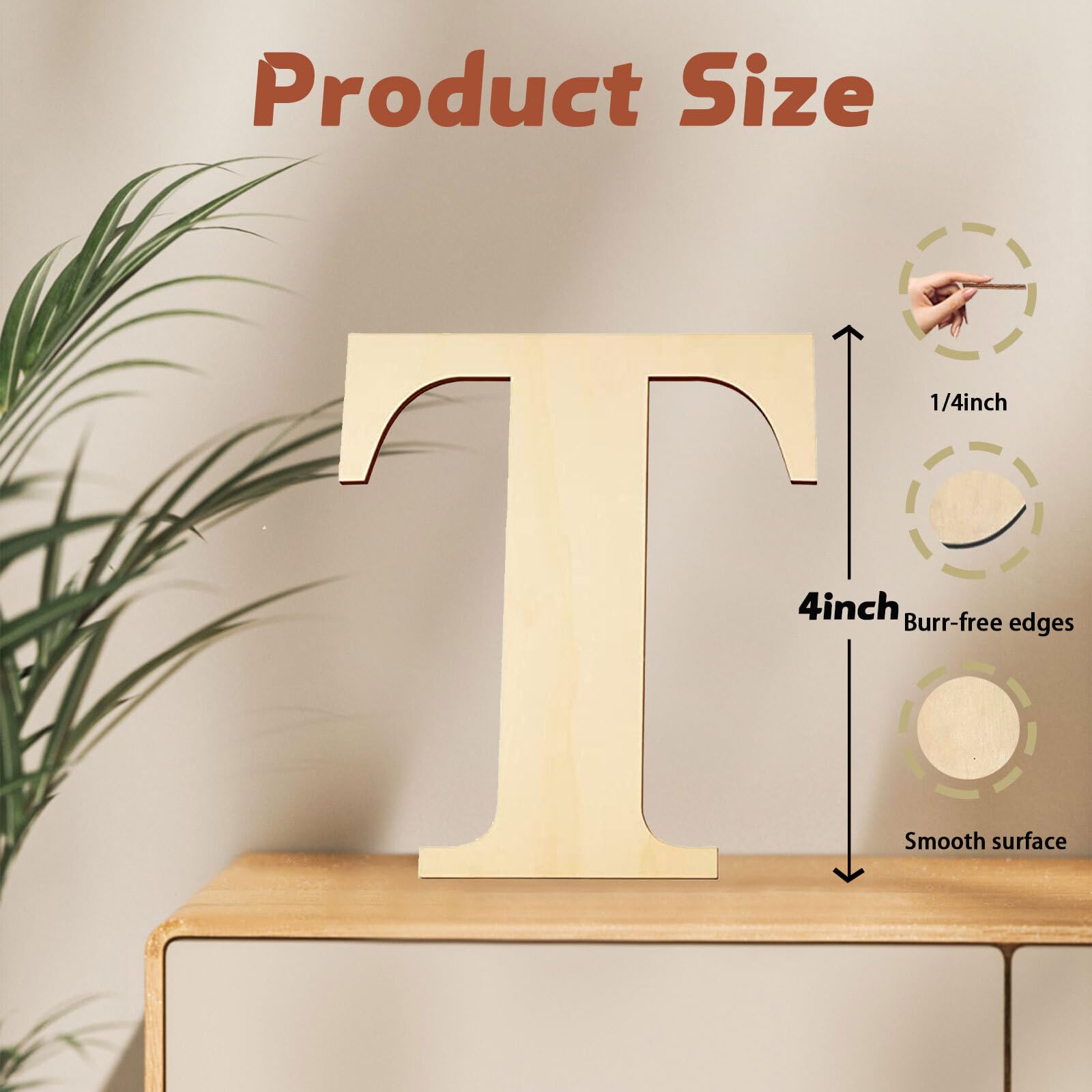 Snapklik.com : 5ARTH 4 Inch Wooden Letter T - Blank Unfinished Wood ...