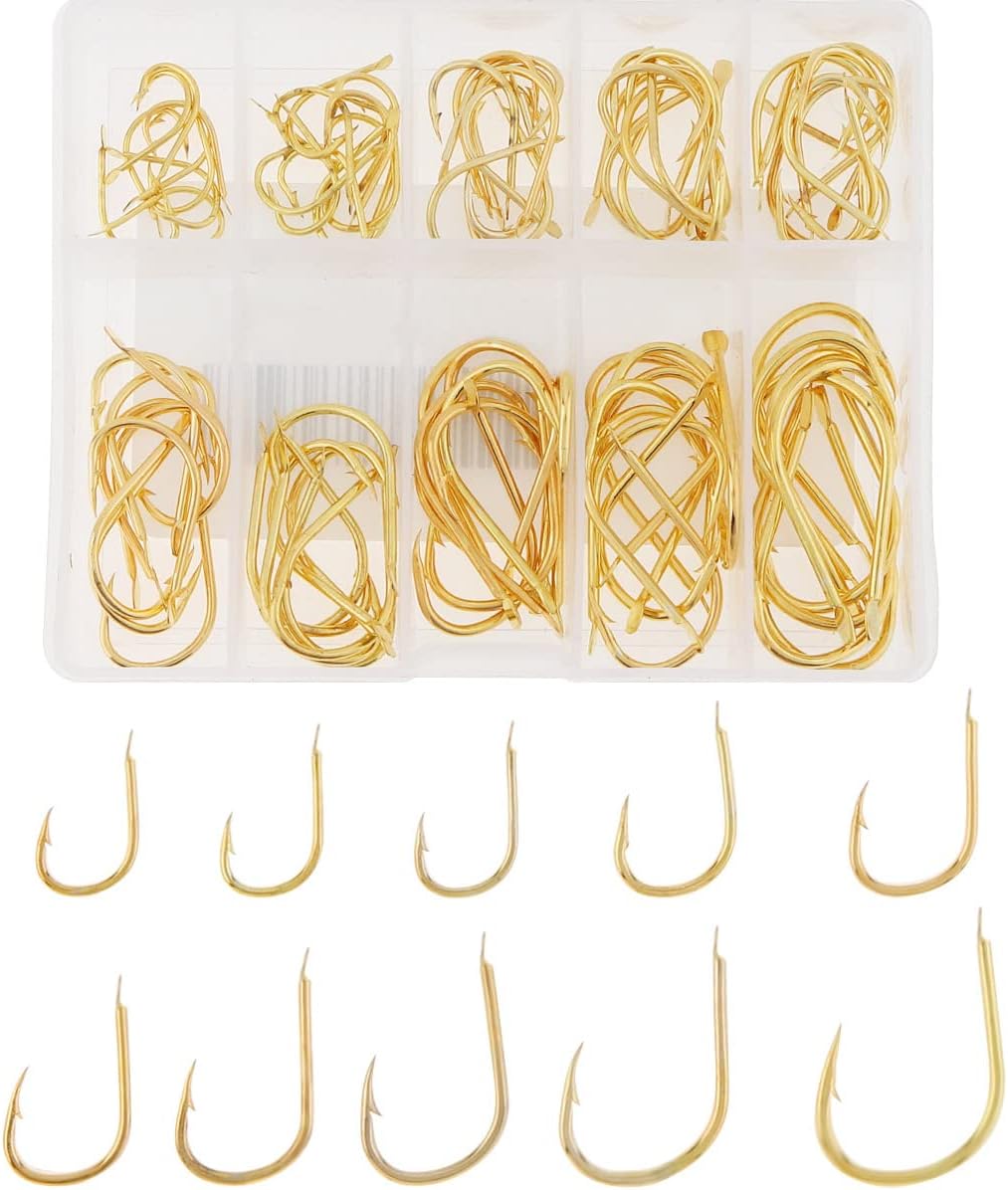 Amazon.com : Conskyee Fishing Hook Set 3-12#, High Carbon Steel ...
