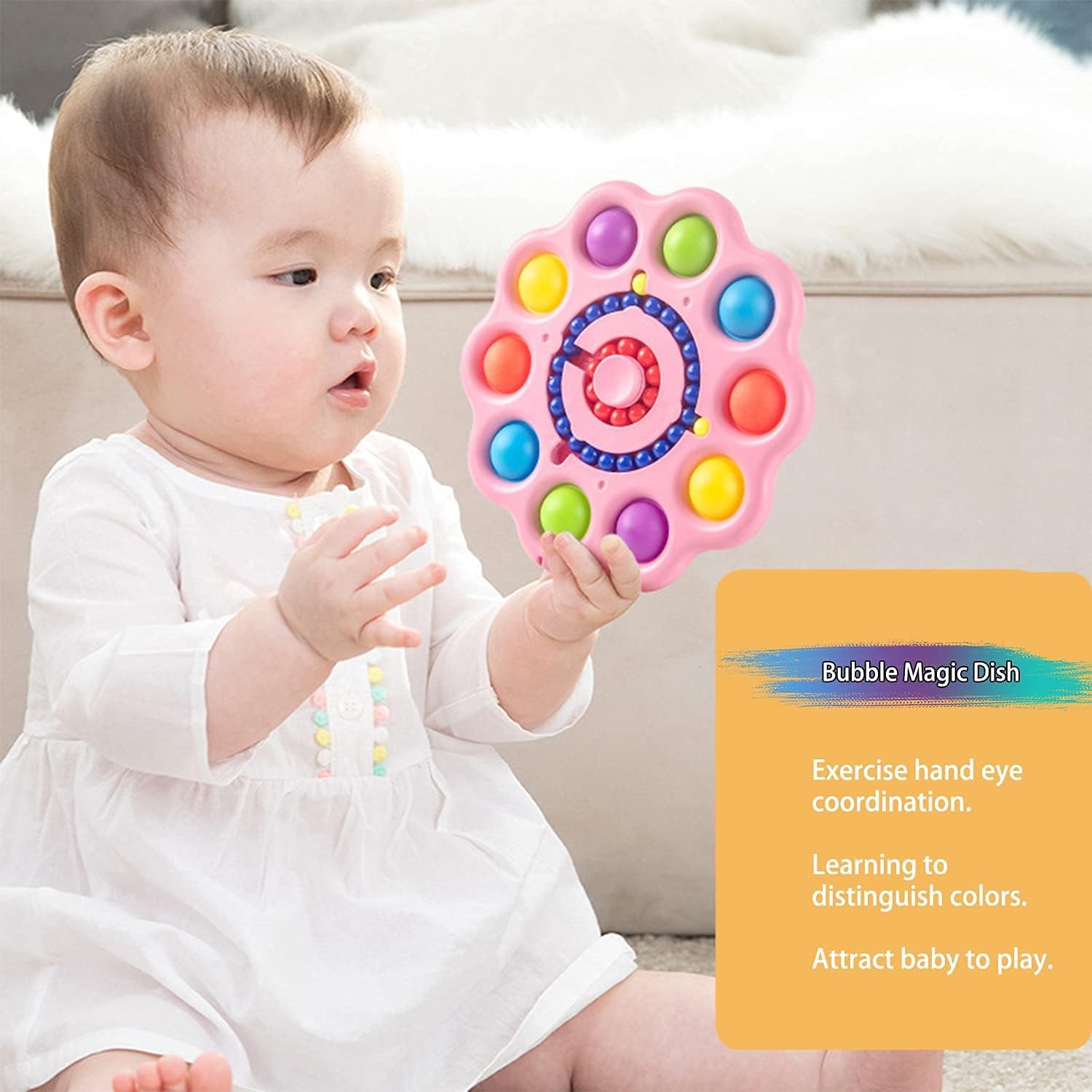 Flower Fidget Toy Dimple Fidget Spinner Toys Rotatable Push Pop Bubble ...