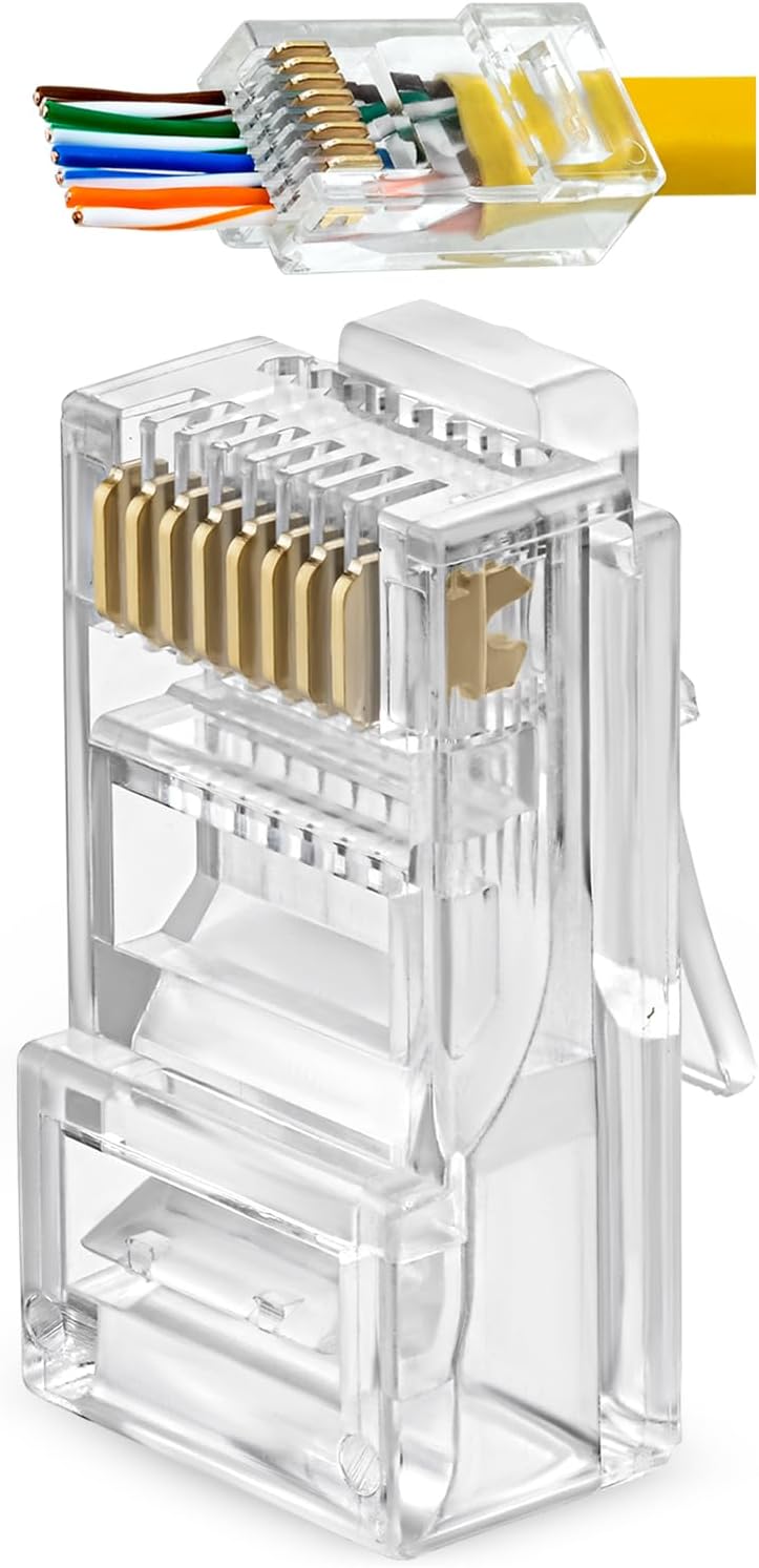 Amazon.com: Kinoth RJ45 CAT6 Pass Through Connectors 100 Pack - Easy ...