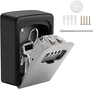 JTMKYO 1 Piece Gray Combination Lock Key Box, Lock Box, Key Safe, Wall ...