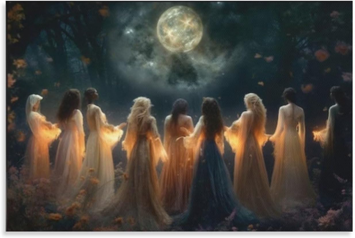 Amazon.com: Moon Calling Magic Witchy Ritual Mythical Wall Art Print ...