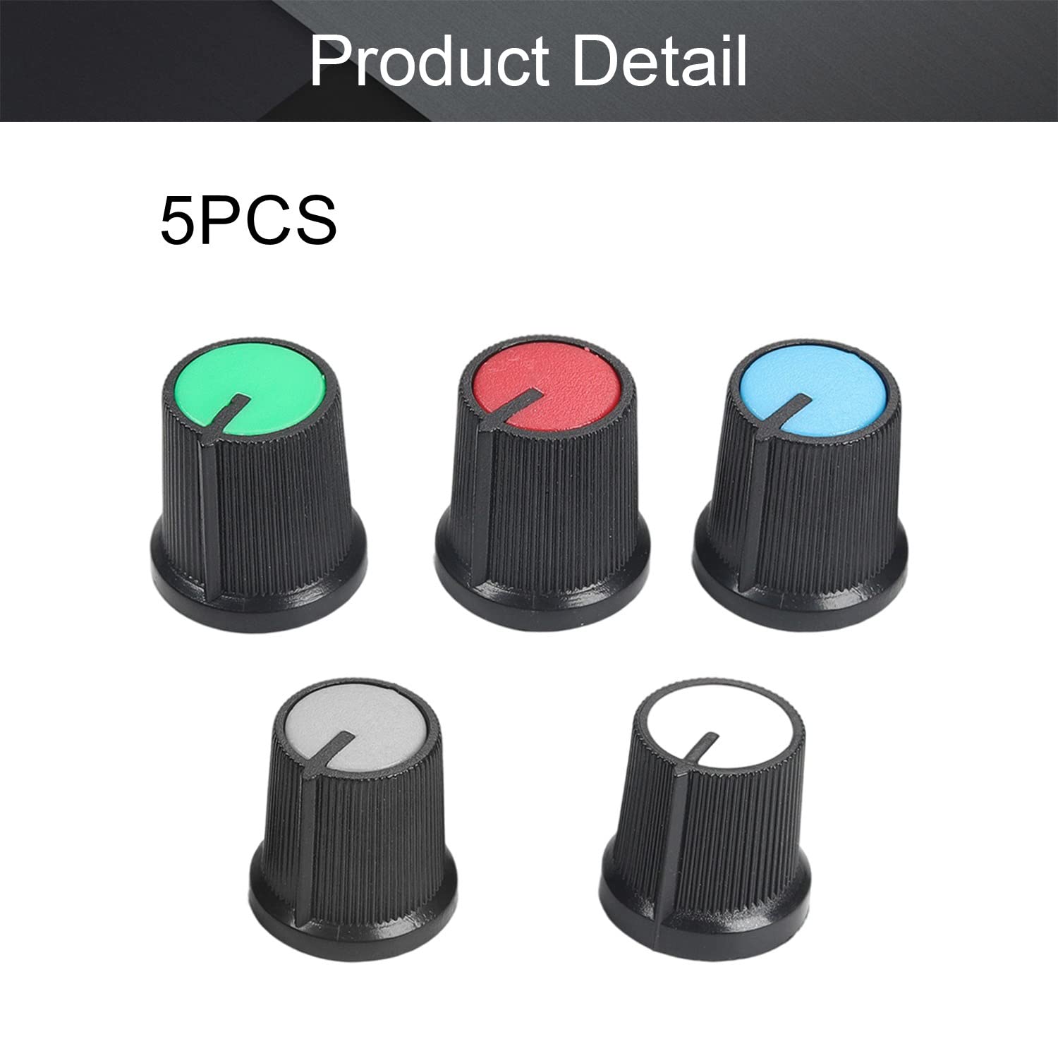 Snapklik.com : 5Pcs Potentiometer Control Knob 6mm Insert Shaft 15x15mm Plastic Potentiometer ...
