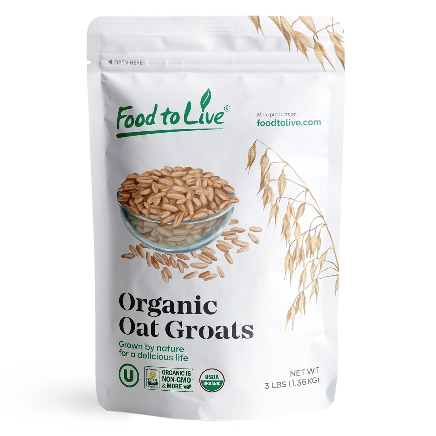 Amazon.com: Food to Live Organic Oat Groats, 3 Pounds - 100% Whole ...