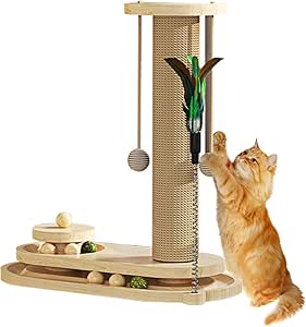 Amazon.com : Cat Scratching Post, 4 in 1 Wooden Cat Scratcher Toy ...