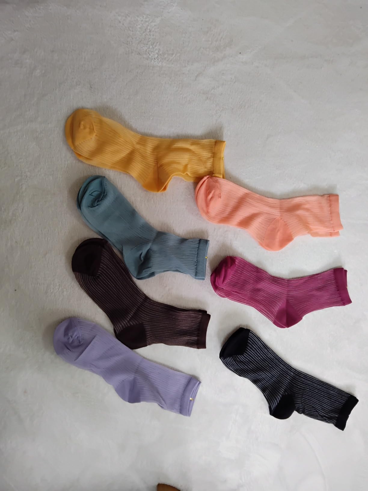 Amazon.co.jp: [DAMILY] 靴下 レディース シースルー 夏 クルーソックス レース靴下 おしゃれ 蒸れない くつした 女性用 婦人 夏用 シースルーソックス 7足セット ...