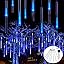JMEXSUSS Solar Meteor Shower Rain Lights, 30cm 8 Tube 144 LEDs Blue ...