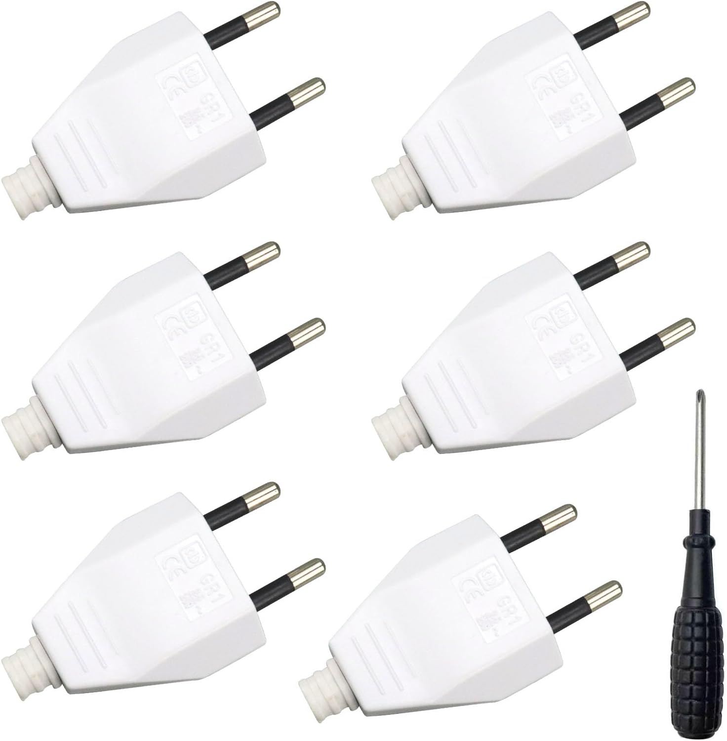 GIGIIS Eurostecker 220V Stecker 6 Stück Stromstecker Flach ABS ...