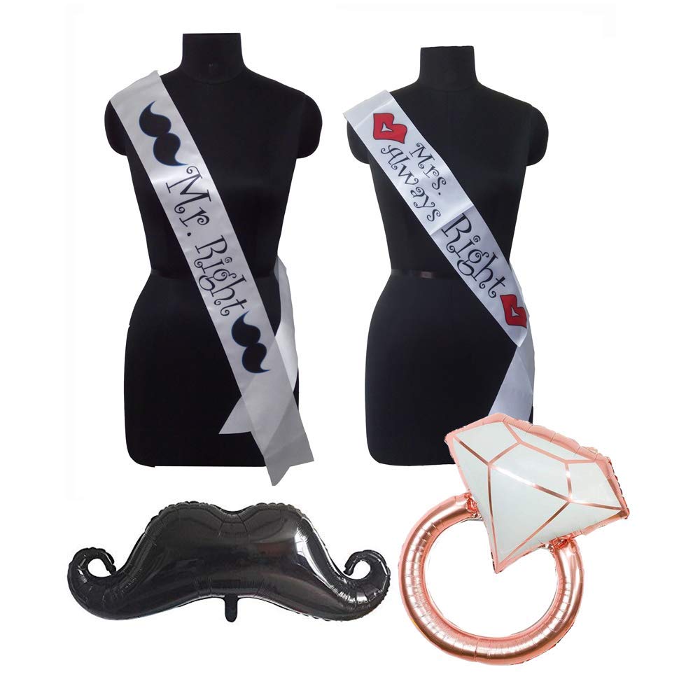 Atpata Funky Valentine Day Sash & Balloon Combo - Mr. Right & Mrs ...