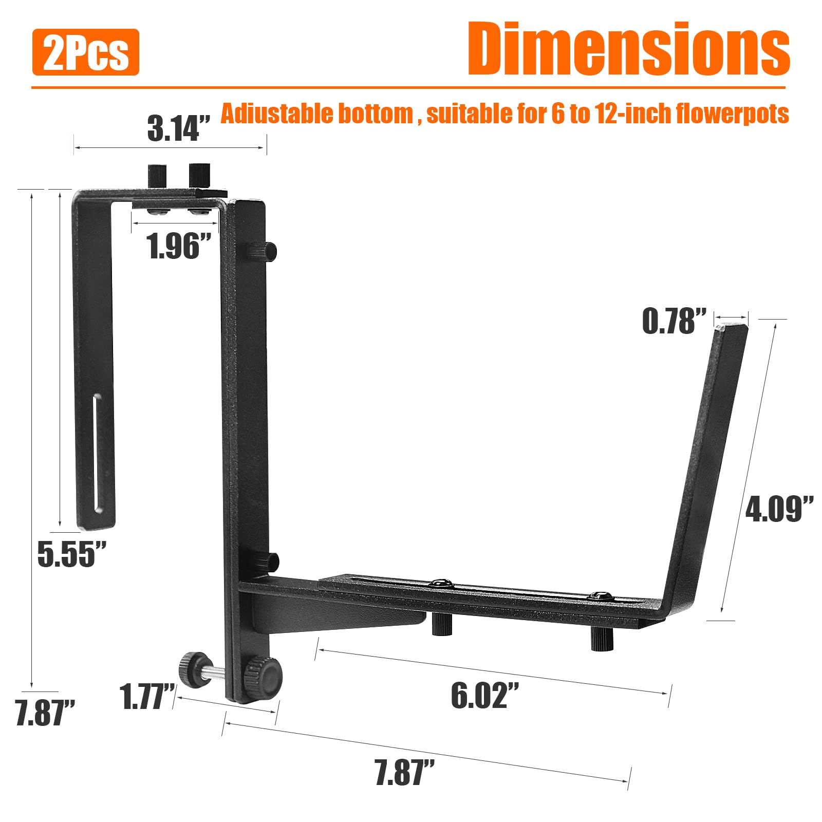 Snapklik.com : 4 Pcs Adjustable Railing Planter Boxes Brackets,Heavy ...