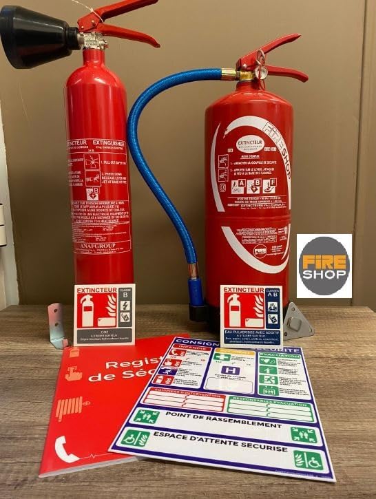 Kit lot extincteurs CE Co2 kg + Eau 6 litres additif sans Fluor ...