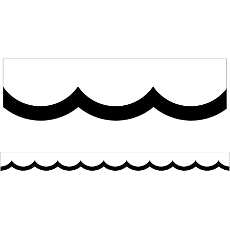 Amazon.com: 99 Ft Bulletin Board Borders 3 Rolls Black and White Wave ...