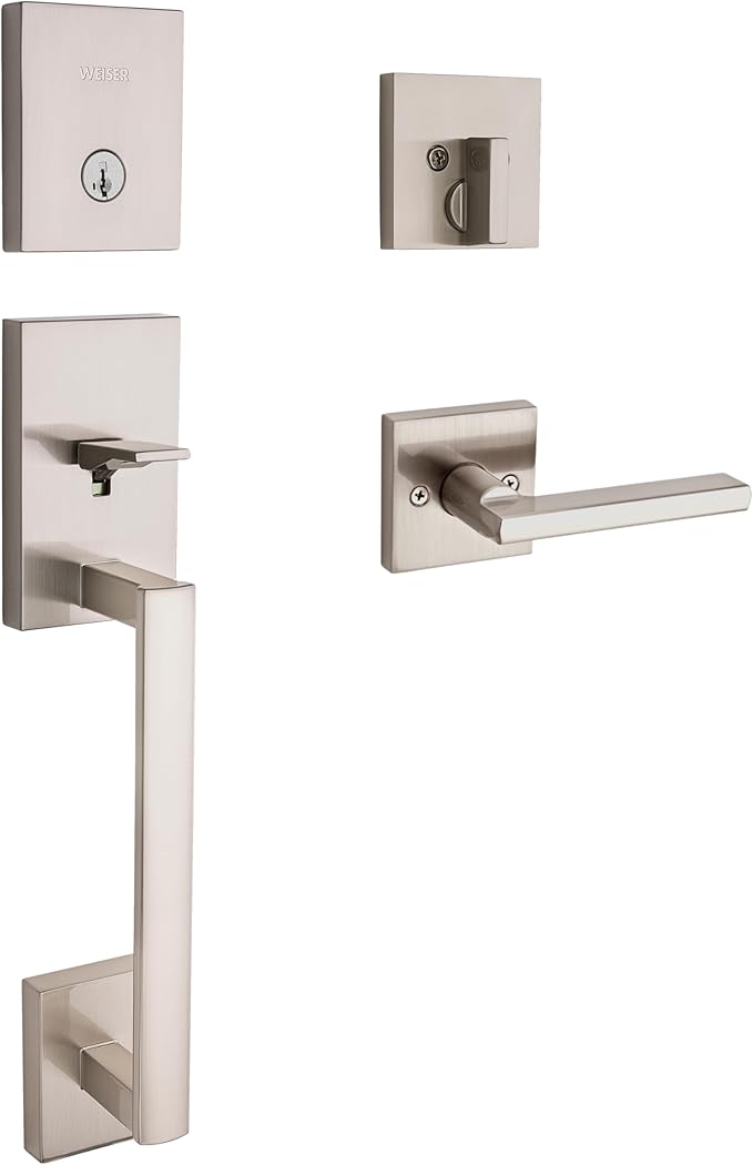 Weiser Satin Nickel Front Door Lock and Handle Set, San Clemente ...