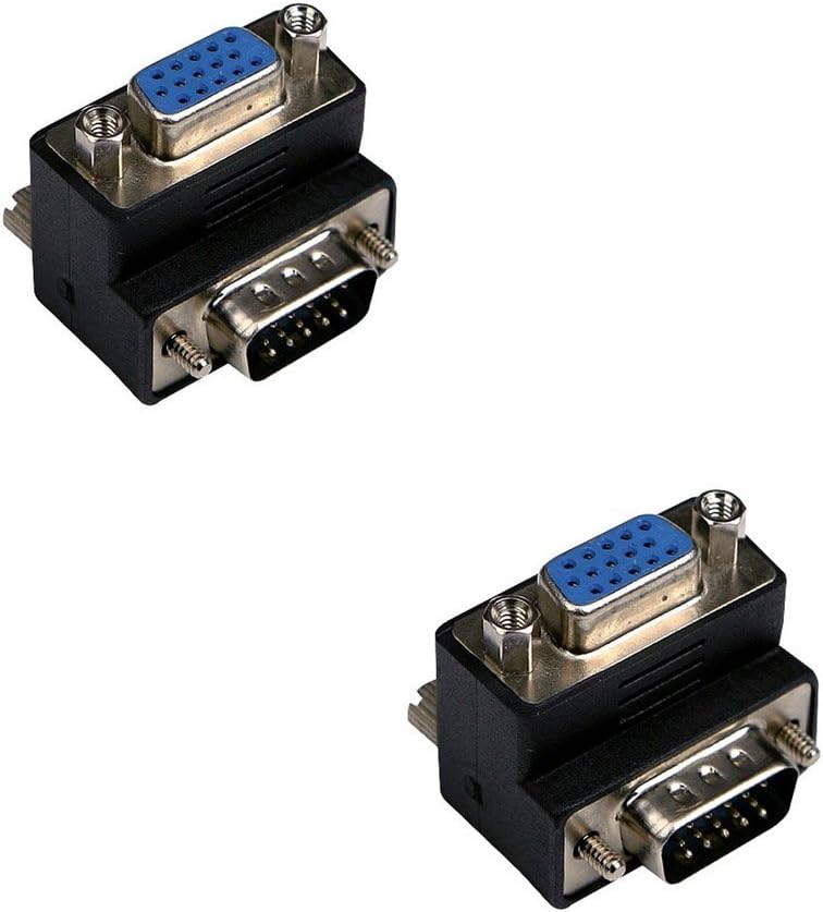Amazon.com: SIENOC 2PK 90 degree Right Angle VGA Male to Female 15 Pin ...