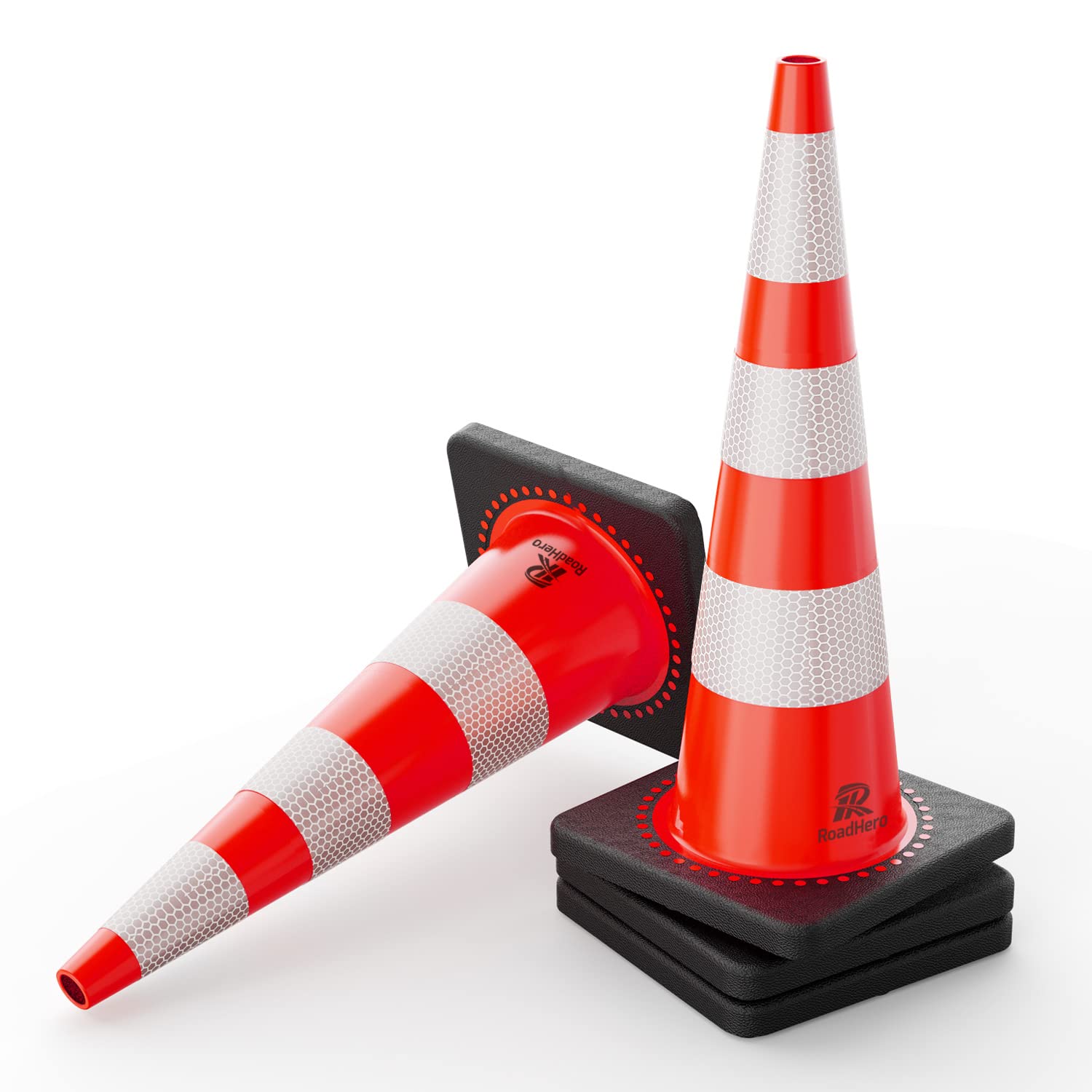RoadHero (4 Pack) Traffic Safety Cones 36 Inch with Black Weighted Base ...