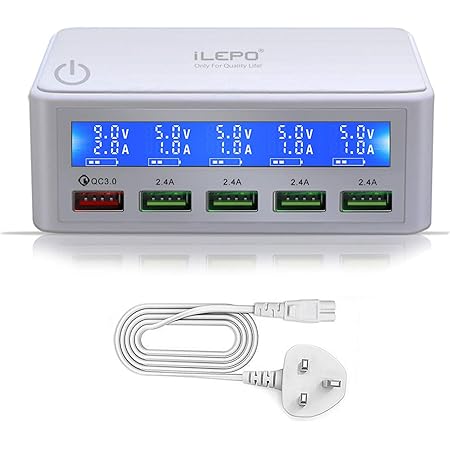 Orangeck USB Charger, 60W 8-Port Desktop Charging Station, Multi-Port ...