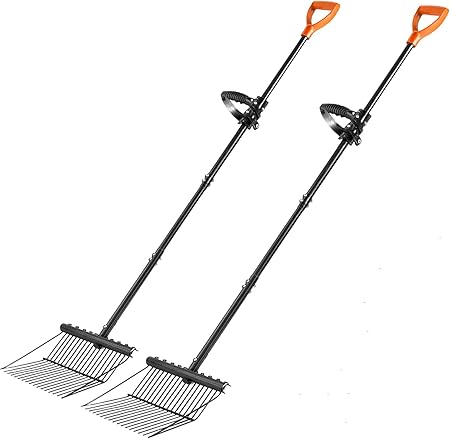 Amazon.com : HUAGHEE Metal Horse Manure Fork with Long Steel Handle, 2 ...