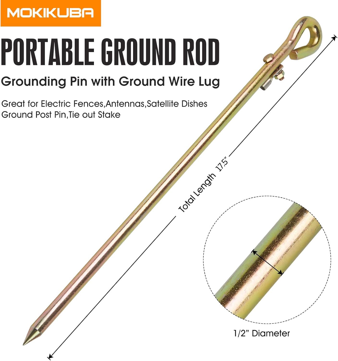 Snapklik.com : MOKIKUBA- Portable Ground Rod - Grounding Pin
