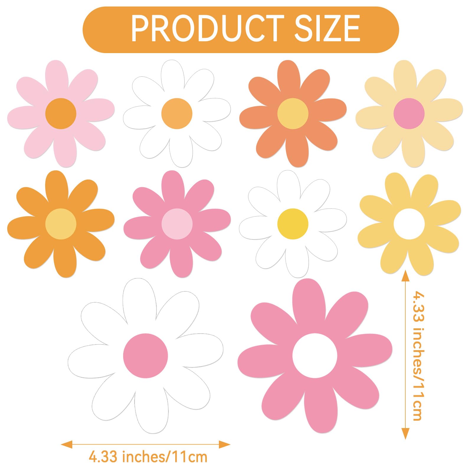 Snapklik.com : 120 PCS Daisy Flower Cutouts Hippie Bulletin Board Retro ...