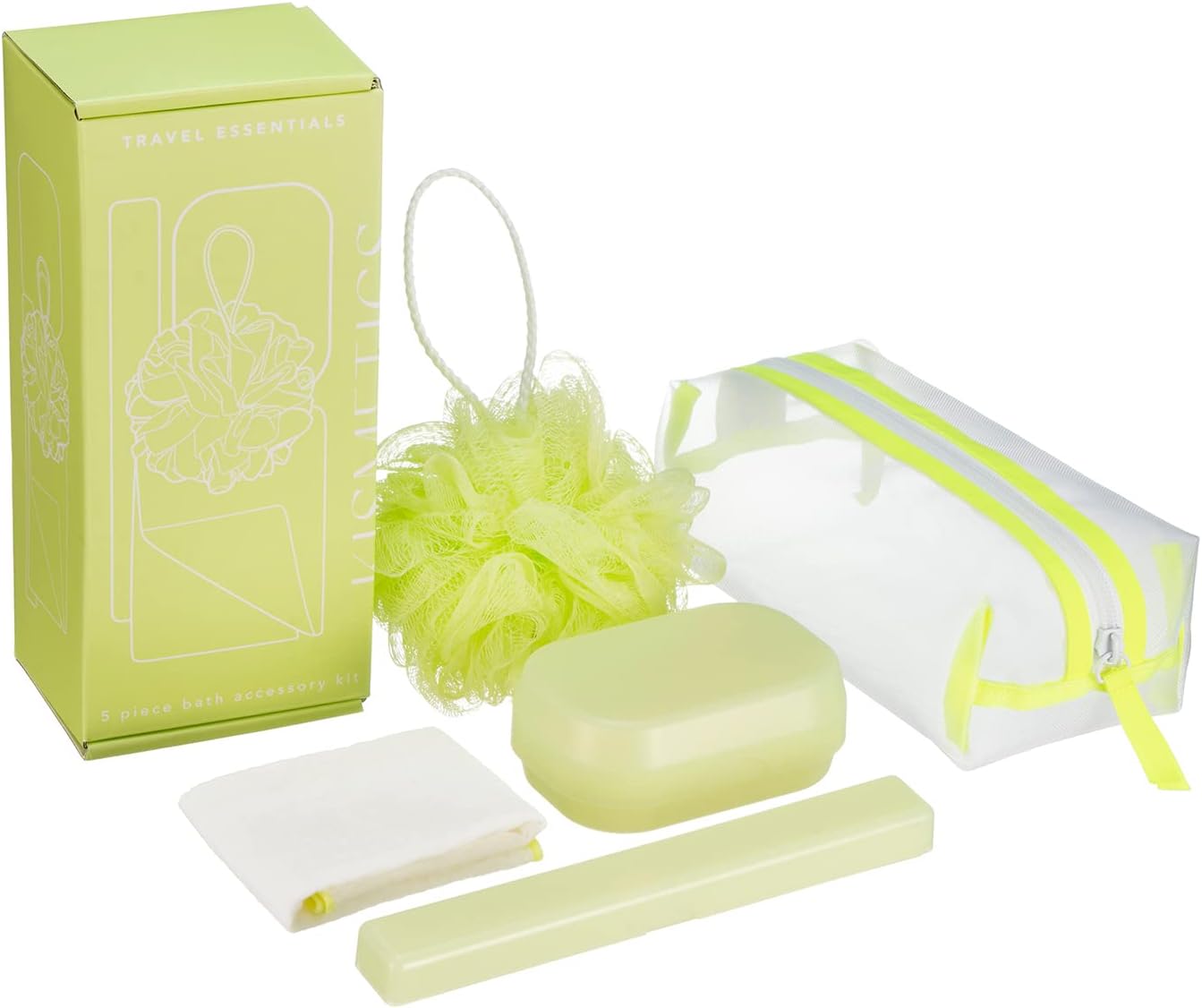 Amazon.com: KISMETICS - Travel Essentials 5 Piece Bath Accessory Kit ...
