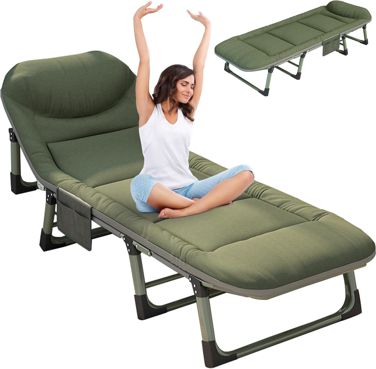Amazon.com: Niceway 75" Camping Cots for Adults with 6 Adjustable ...