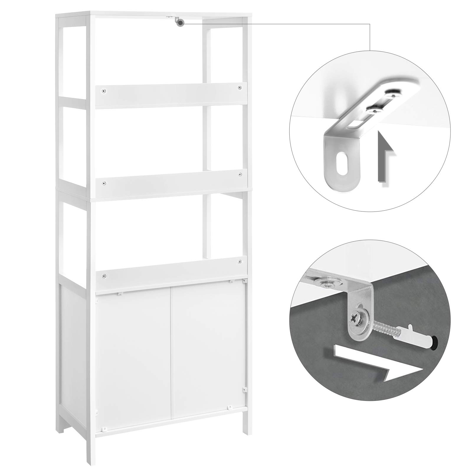 VASAGLE Free Standing Linen Tower Bathroom Storage Cabinet Bookcase
