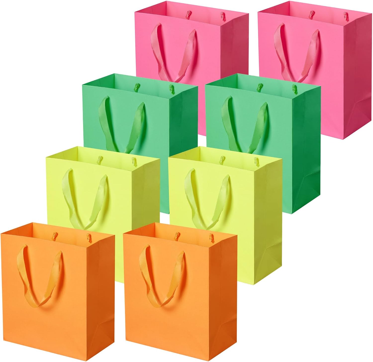 Amazon.com: Pikalon 8 pcs Neon Gift Bags with Handles, Medium 8.66"x4 ...