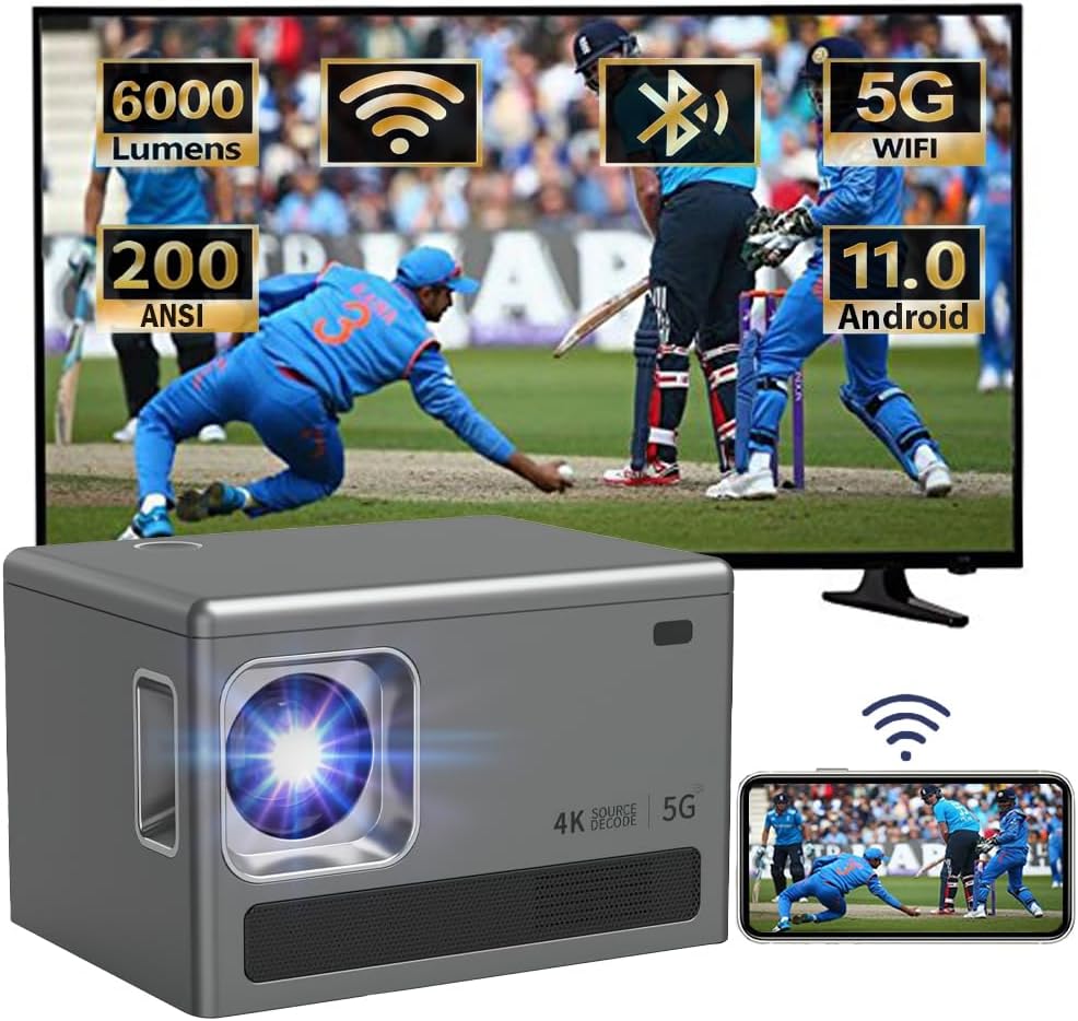 ZOTIMO Android Projector for Home 4K WiFi, Portable Projector for Home ...