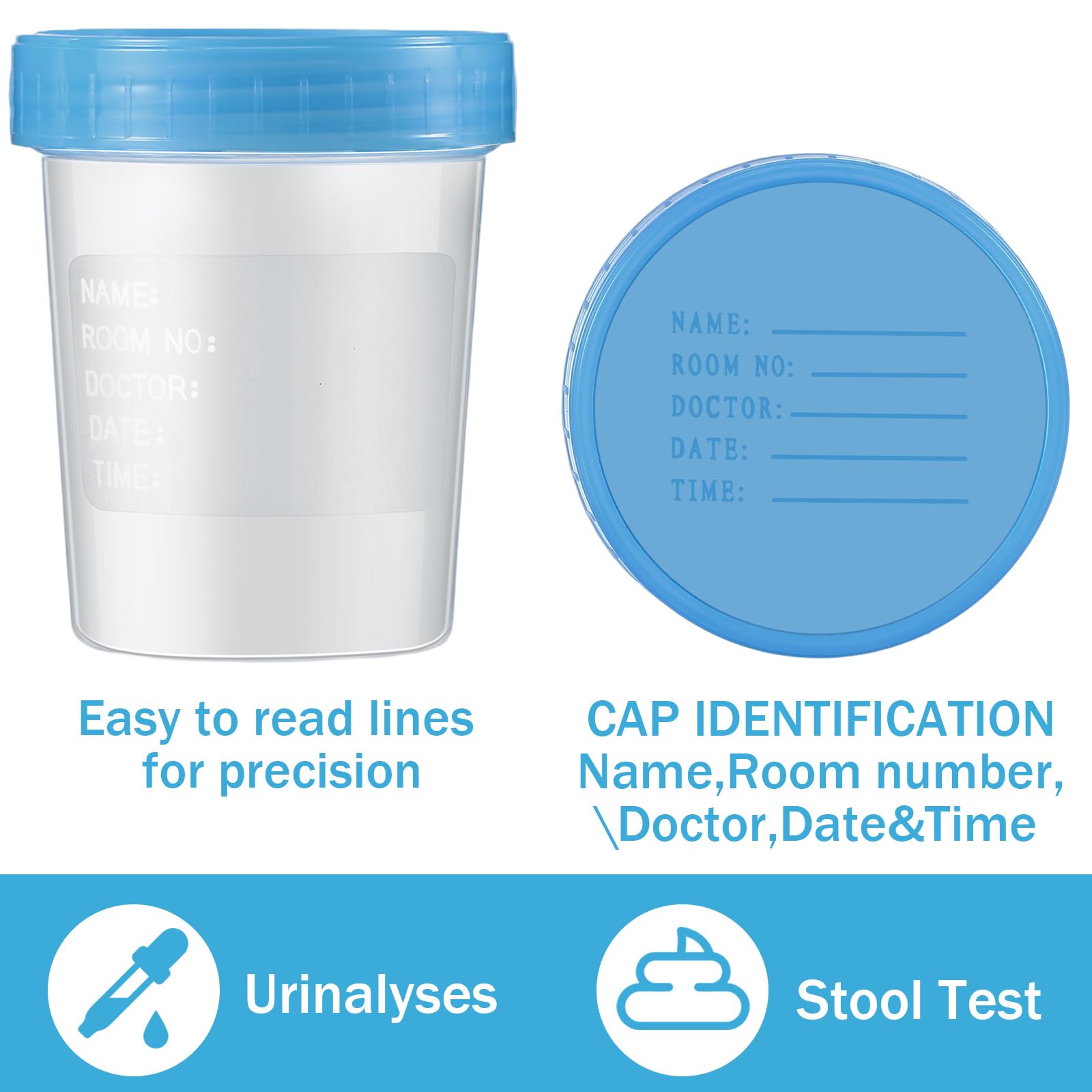 Snapklik.com : Geiserailie 200 Pcs Disposable Specimen Cup Urine Pee ...