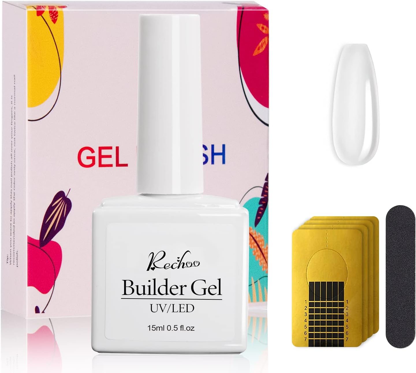Rechoo Builder Gel-15ML Clear Builder Nail Gel in a Bottle with Nail ...