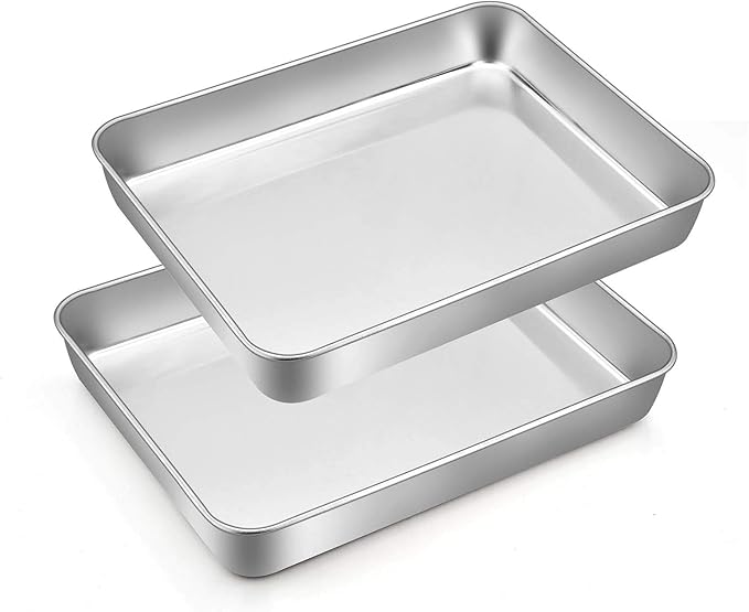 Amazon.com: TeamFar Rectangular Cake Pan Set of 2, 9.3’’ x 7’’ x 2 ...