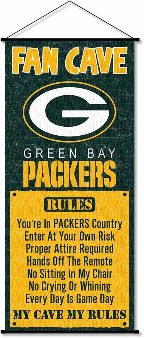 Amazon.com : Green Bay Packers Man Cave Fan Banner Wall Door Scroll ...