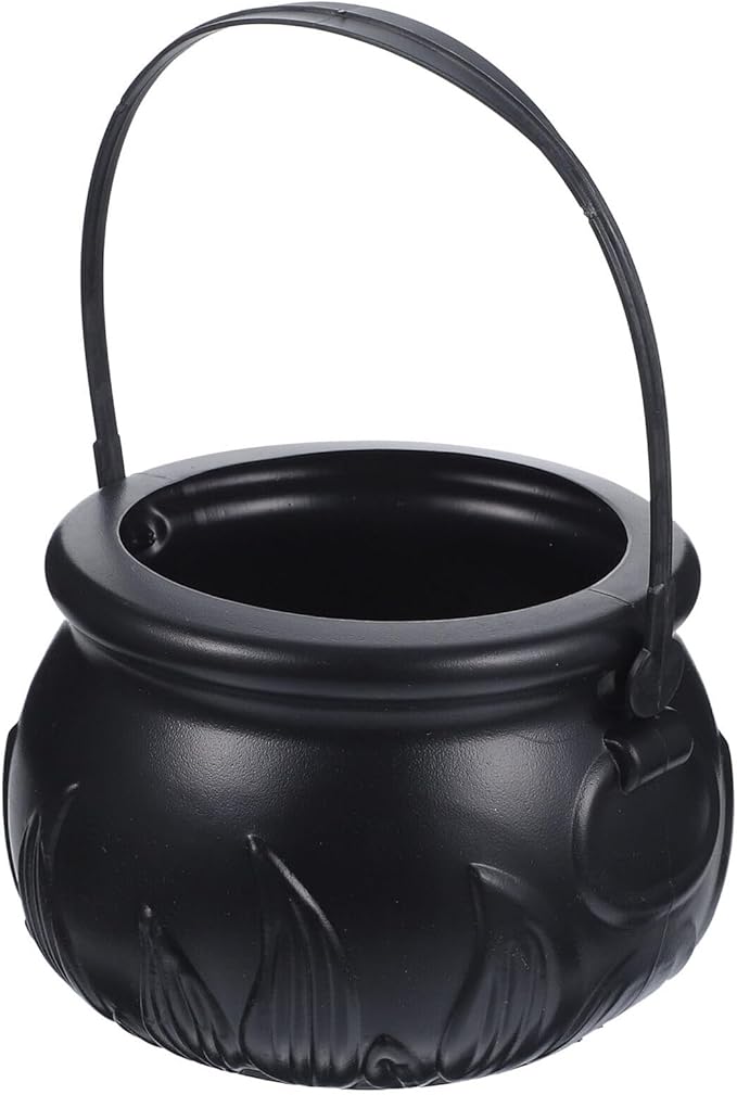 Amazon.com | SEWACC Halloween Cauldron Plastic Cauldron Black Candy Bucket Halloween Decor ...