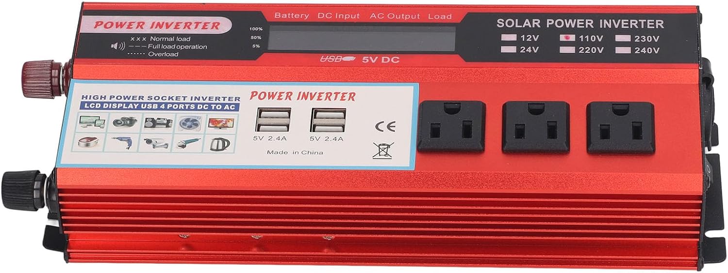 Amazon.com: Modified Sine Car Inverter, 2000W 3 Outlets US Plug AC110V ...