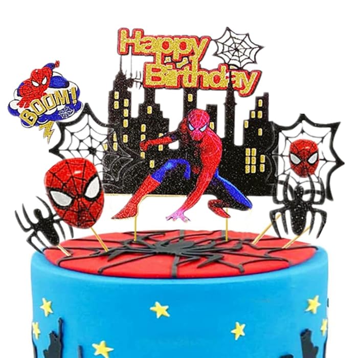 Buy Super Hero Spider Man Cake Toppers for Boys,Superhero Happy ...
