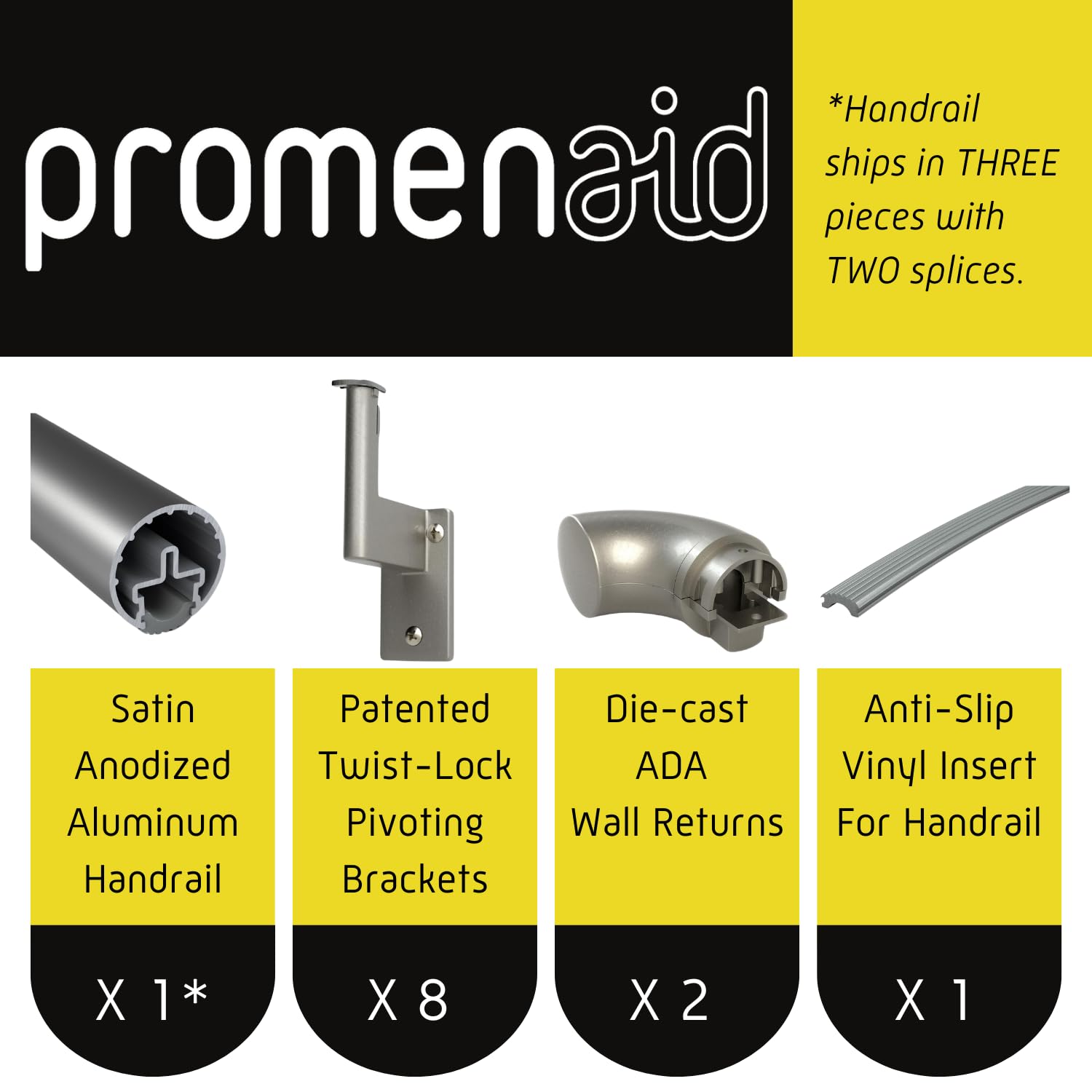 Snapklik.com : Promenaid 17ft ADA Handrail Kit - Champagne - Complete ...
