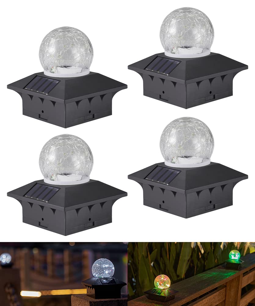 Snapklik.com : Strg Solar Post Cap Lights, White And RGB Color Changing ...