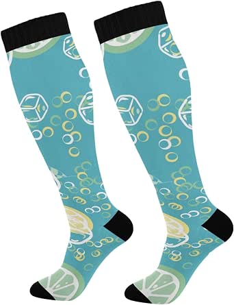 JIKEZY Fruit Ice Cubes and Mint Leaves Knee High Socks Long Stockings ...