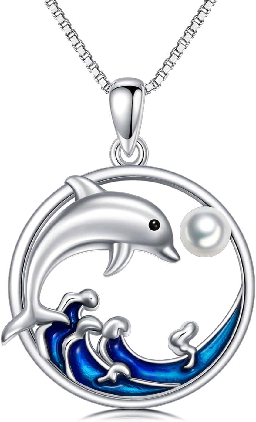 Amazon.com: BETHZA Dolphin Pearl Necklace 925 Sterling Silver ...