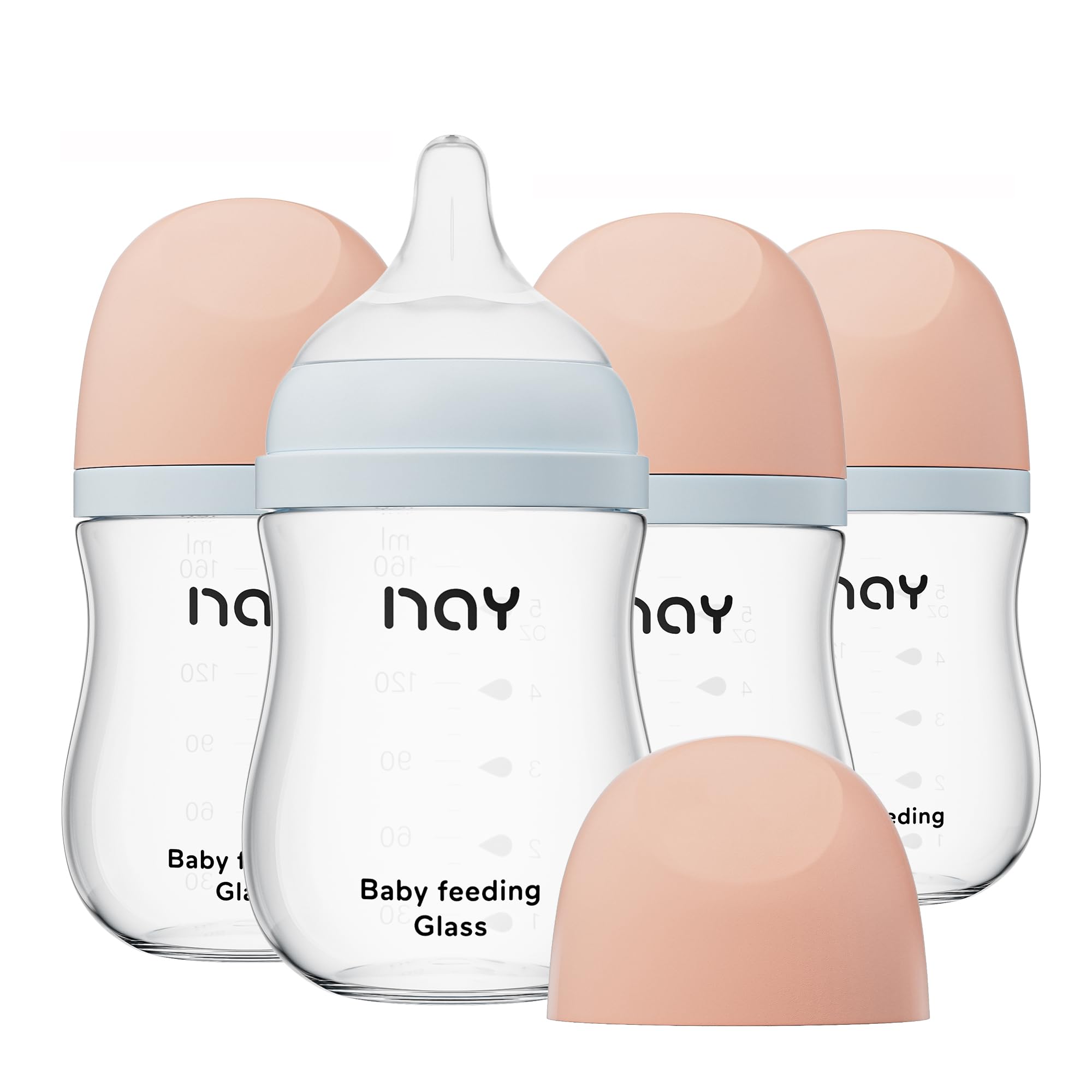 Amazon.com : yanyoyo Natural Glass Baby Bottle Wide Neck, Anti-Colic ...