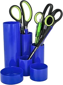 Westcott pen holder blue | pen holder with 6 round compartments as desk ...