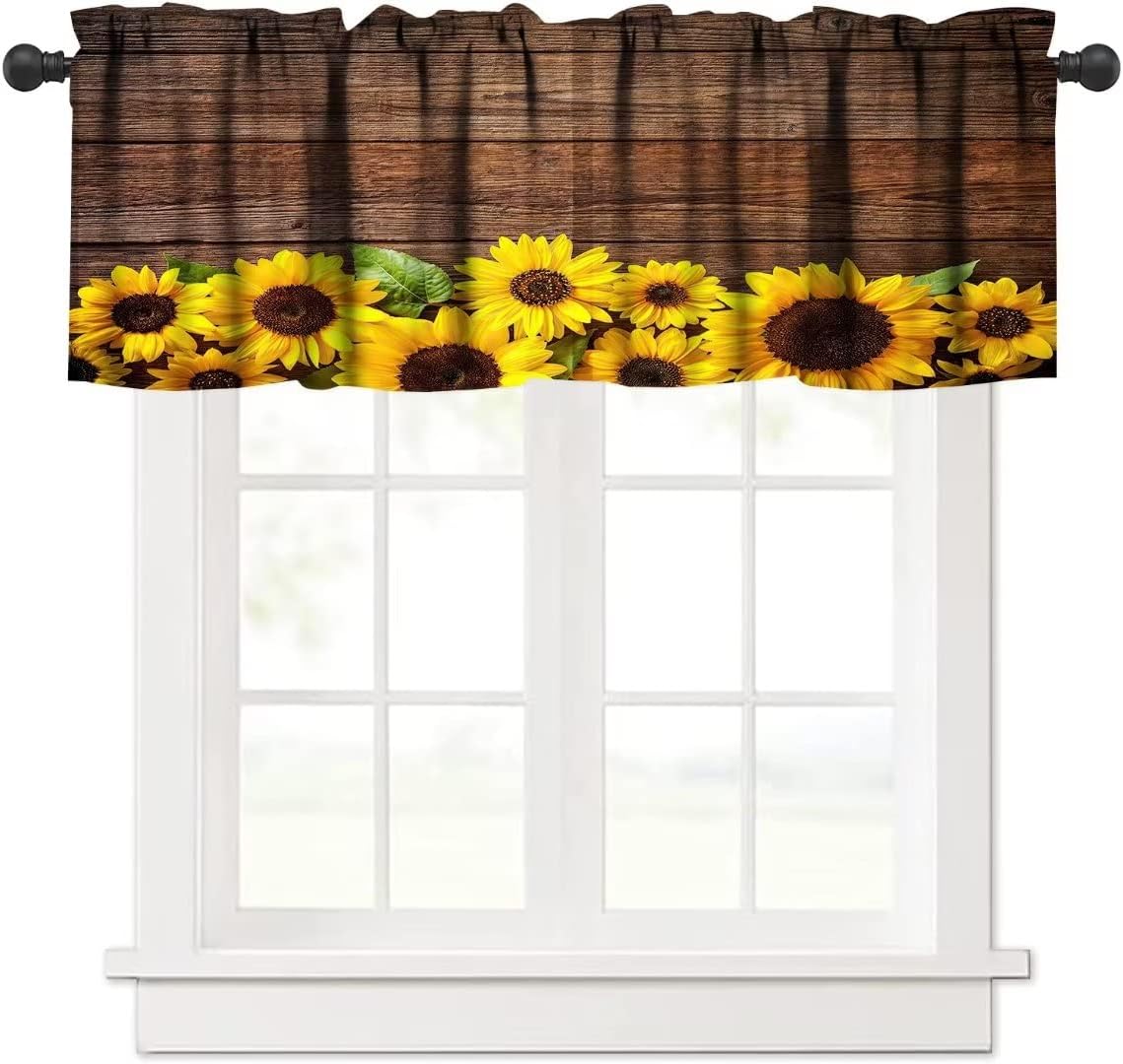 Amazon.com: Retro Sunflower Blackout Window Valance,Yellow Sunflower ...