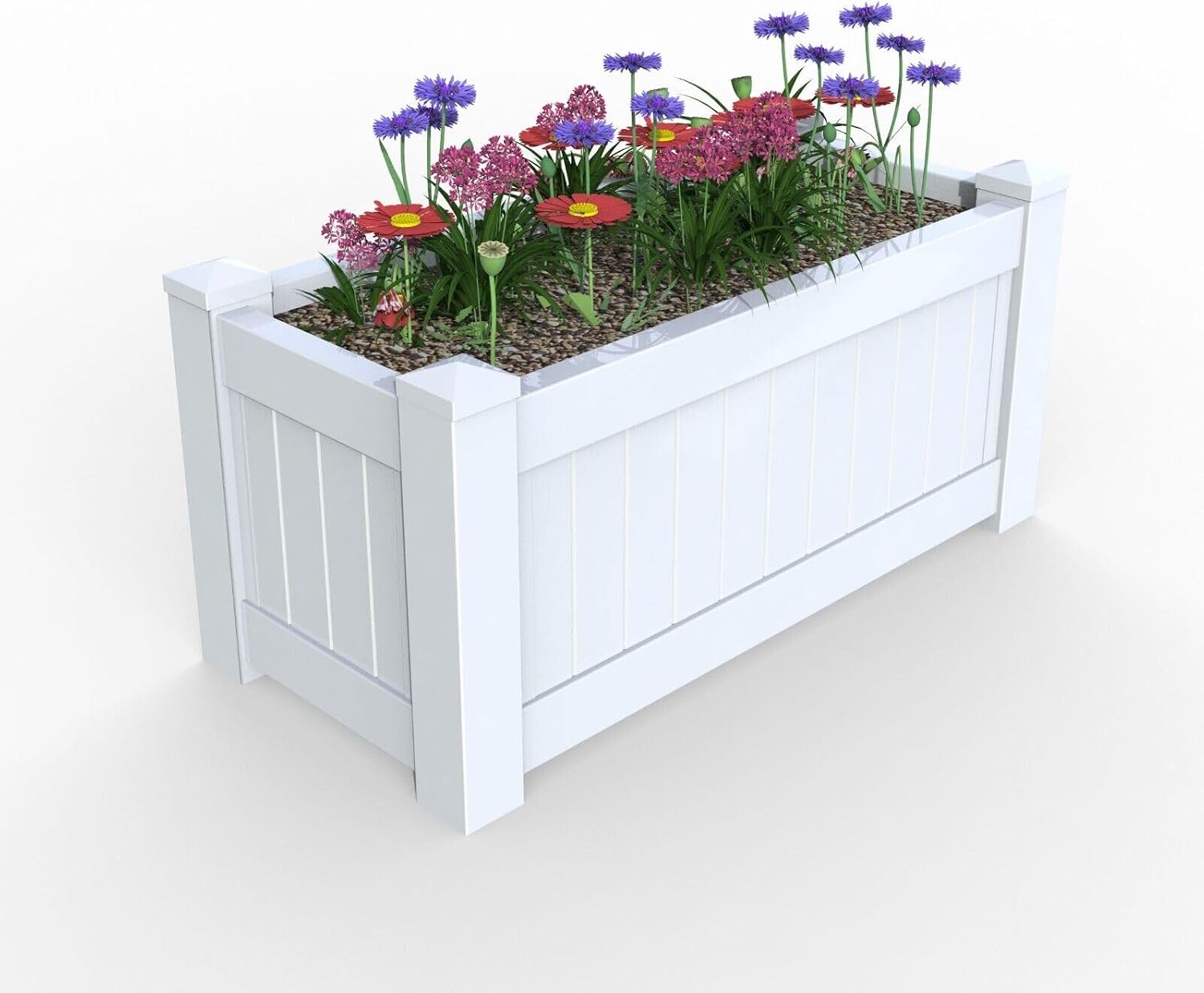 Rectangle Hamptons PVC Planter Box PVC & UV Plant Flower Pot White ...