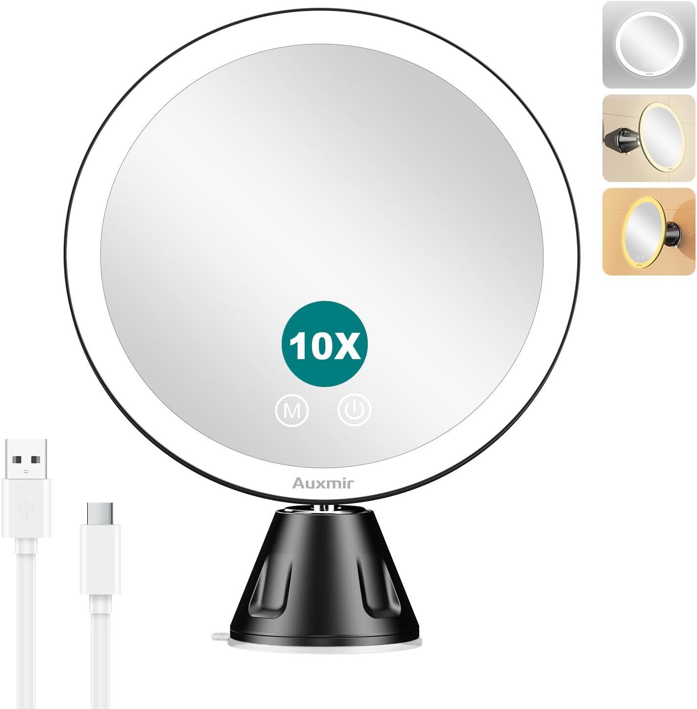 Amazon.com: Auxmir Rechargeable Magnifying Mirror with Light, 10X ...