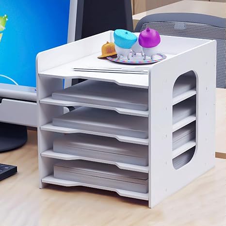 Dokumentfack trä brevfack A4 skrivbord organisatör med 5 fack skrivbord ...