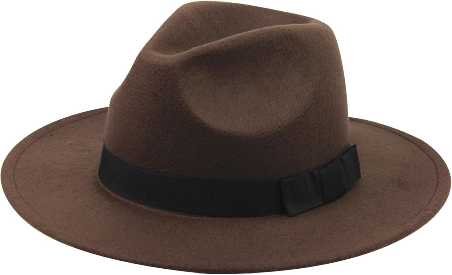 Wide Brim Fedora Wool Felt Panama Cap Hat for Men Women - Vintage Brown ...